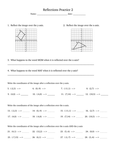Reflections Practice Worksheet