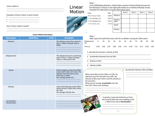Linear Motion Powerpoint and Student Worksheet | Teaching Resources