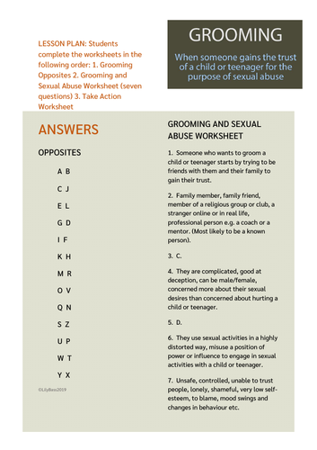 Grooming and Sexual Abuse Worksheets (UK) | Teaching Resources