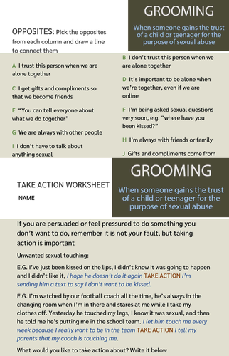 Grooming and Sexual Abuse Worksheets (UK) | Teaching Resources