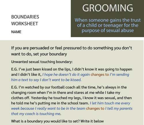 Grooming and Sexual Abuse Worksheets (UK) | Teaching Resources