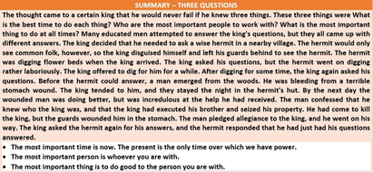 THREE QUESTIONS BY LEO TOLSTOY - PROSE COMPREHENSION : LESSON ...