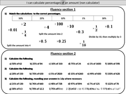 Percentage of an amount (non calculator) - mastery worksheet | Teaching ...