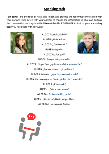 Conversation practice in Spanish (activity carousel) | Teaching Resources