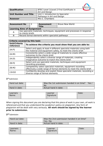 Btec Art and design Unit 1 Scheme of work | Teaching Resources