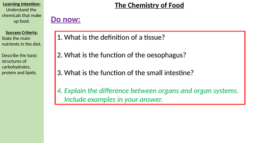 The chemistry of food AQA B3.3 | Teaching Resources
