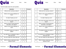 KS3 Art - Formal Elements Quiz | Teaching Resources