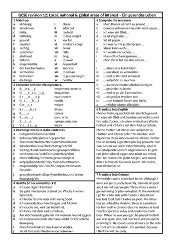 GCSE KS4 German vocabulary revision - all topics - 16 worksheets ...