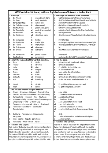 GCSE KS4 German vocabulary revision - all topics - 16 worksheets ...