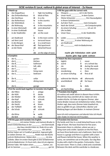 GCSE KS4 German vocabulary revision - all topics - 16 worksheets ...