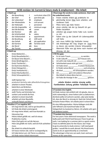 GCSE KS4 German vocabulary revision - all topics - 16 worksheets ...