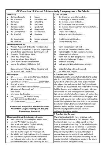 GCSE KS4 German vocabulary revision - all topics - 16 worksheets ...