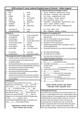 GCSE KS4 German vocabulary revision - all topics - 16 worksheets ...