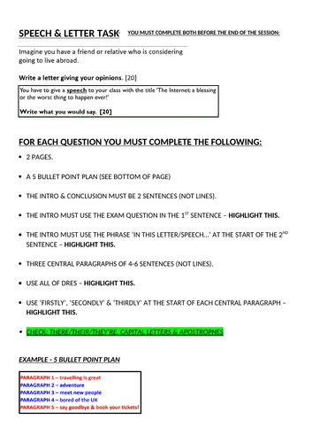 Paper 2 Writing helpsheet (Word page and PowerPoint) GCSE English ...