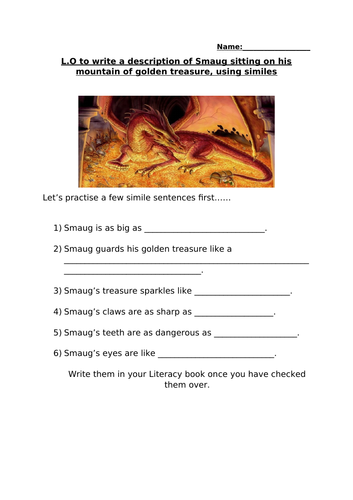 Creating simile and metaphor sentences with the Hobbit Movie | Teaching ...