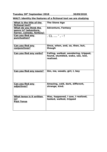 Activities for Stone Age Boy Lower KS2 Literacy/English | Teaching ...