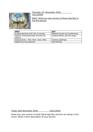 Activities for Stone Age Boy Lower KS2 Literacy/English | Teaching ...