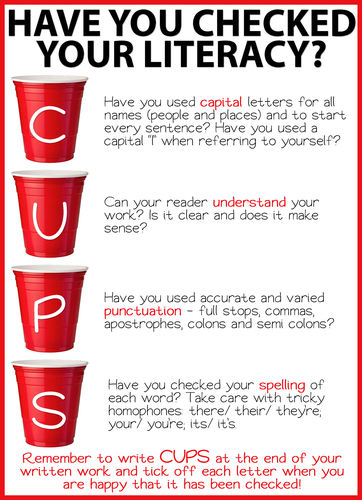CUPS Literacy Poster | Teaching Resources