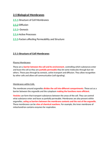 Biology Module 2 Revision Notes- All topics | Teaching Resources