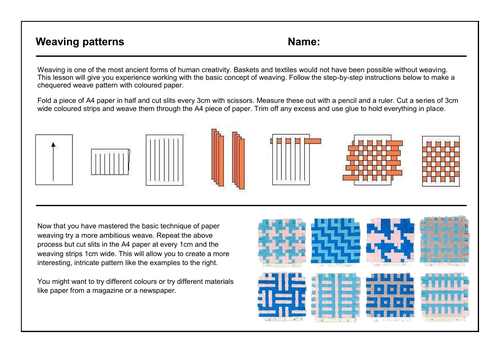Textiles cover work / cover lesson - Weaving patterns - 1hr activity ...