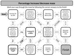 Percentage increase/decrease maze by joybooth - Teaching Resources - Tes
