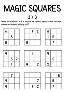 Magic Squares Puzzles [with solutions] | Teaching Resources