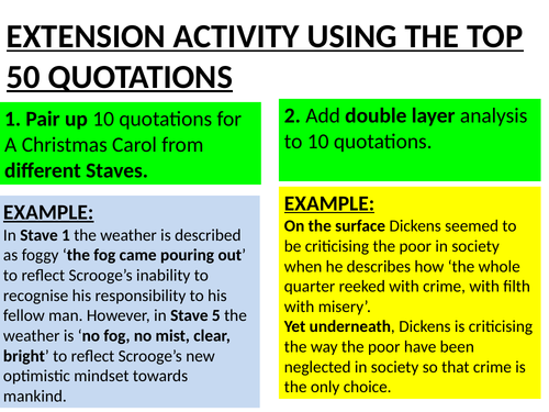 A Christmas Carol: Top 20, 50 and 100 quotations explained. | Teaching ...