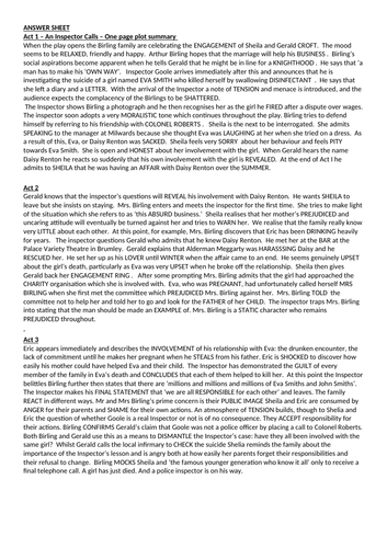 An Inspector Calls Plot Summary Cloze | Teaching Resources