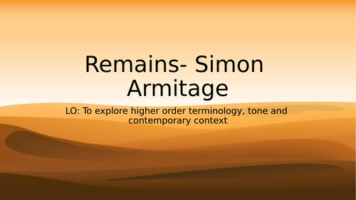 GCSE: 'Remains' poem, Simon Armitage | Teaching Resources