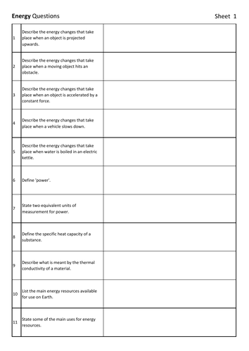 AQA GCSE Physics Energy Revision | Teaching Resources AQA GCSE Physics Energy Revision | Teaching Resources