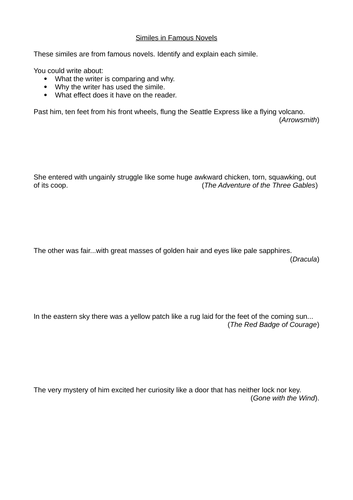 Simile Worksheets Simile v Metaphor Identify and Explain Worksheets ...