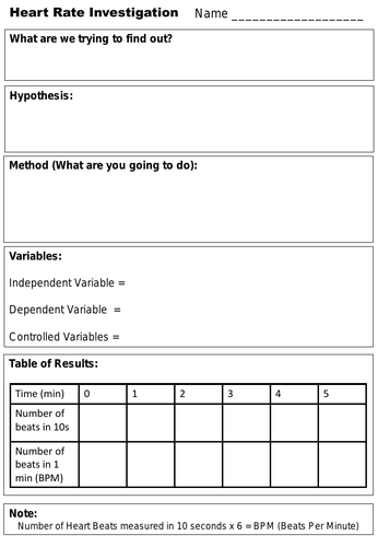 KS3 Heart Rate Practical Lesson - HSW - How Science Works Investigation ...