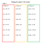 Changing the subject- Differentiated worksheets- GCSE Higher | Teaching ...