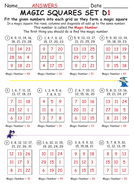MAGIC SQUARES - SET D - COMPLETE THE 3x3 MAGIC SQUARES WITH THE GIVEN ...