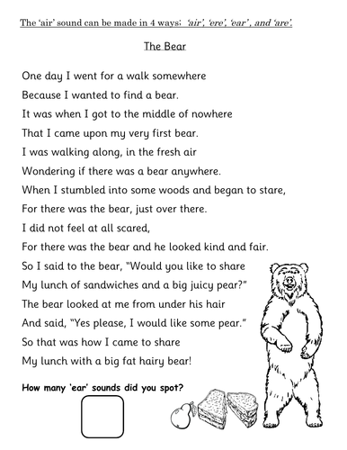 Alternative spellings for 'air' (ere, ear, are) | Teaching Resources