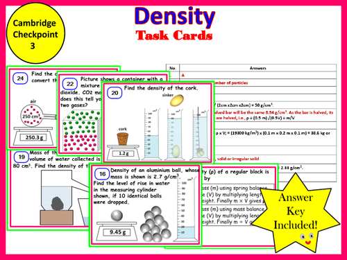 Cambridge Checkpoint 3 - Density - Task Cards | Teaching Resources