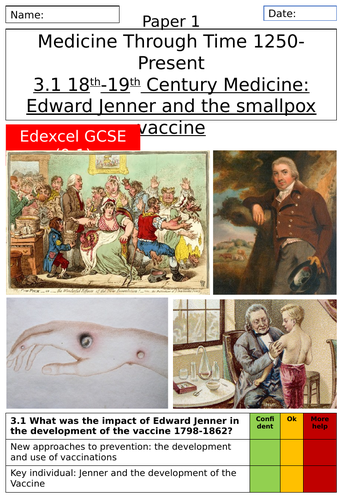 GCSE Medicine | Edward Jenner & Smallpox | Teaching Resources