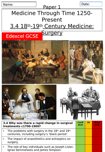 GCSE Medicine | 1800's Surgery | Teaching Resources