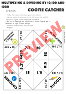 Multiplying And Dividing By 10, 100, and 1000 Cootie Catcher Activity ...