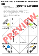 Multiplying And Dividing By 10, 100, and 1000 Cootie Catcher Activity ...