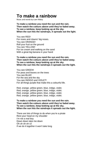 'To make a rainbow': Song to learn the colours of the rainbow ...