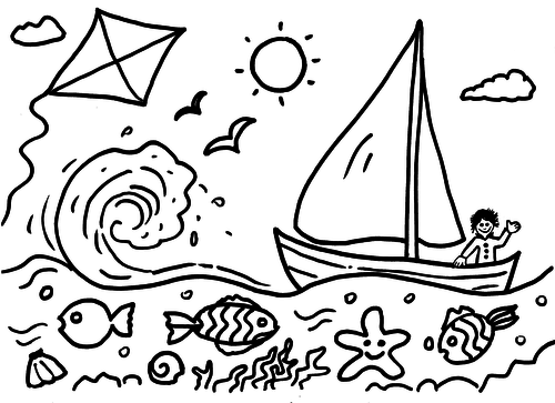Boat on sea - colouring sheet | Teaching Resources