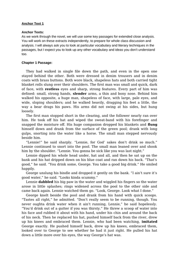 Of Mice and Men 'Anchor texts' pre-reading homework tasks | Teaching ...