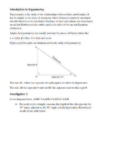 Introduction to trigonometry | Teaching Resources