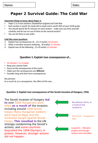 Edexcel GCSE Paper 2 Skills - Cold War | Teaching Resources