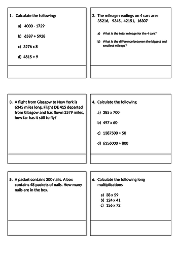 Whole Number relay race with answers | Teaching Resources