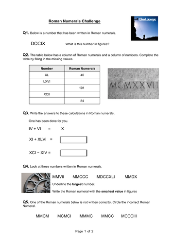 Roman Numerals Lesson | Teaching Resources