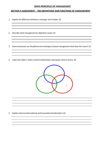 Unit 6 Principles of Management Learning Aims A-F Assessments ...