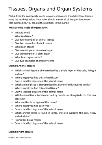 OCR A - Tissues, Organs and Organ Systems | Teaching Resources OCR A - Tissues, Organs and Organ Systems | Teaching Resources