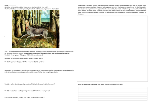 Frida Kahlo worksheet and quiz | Teaching Resources